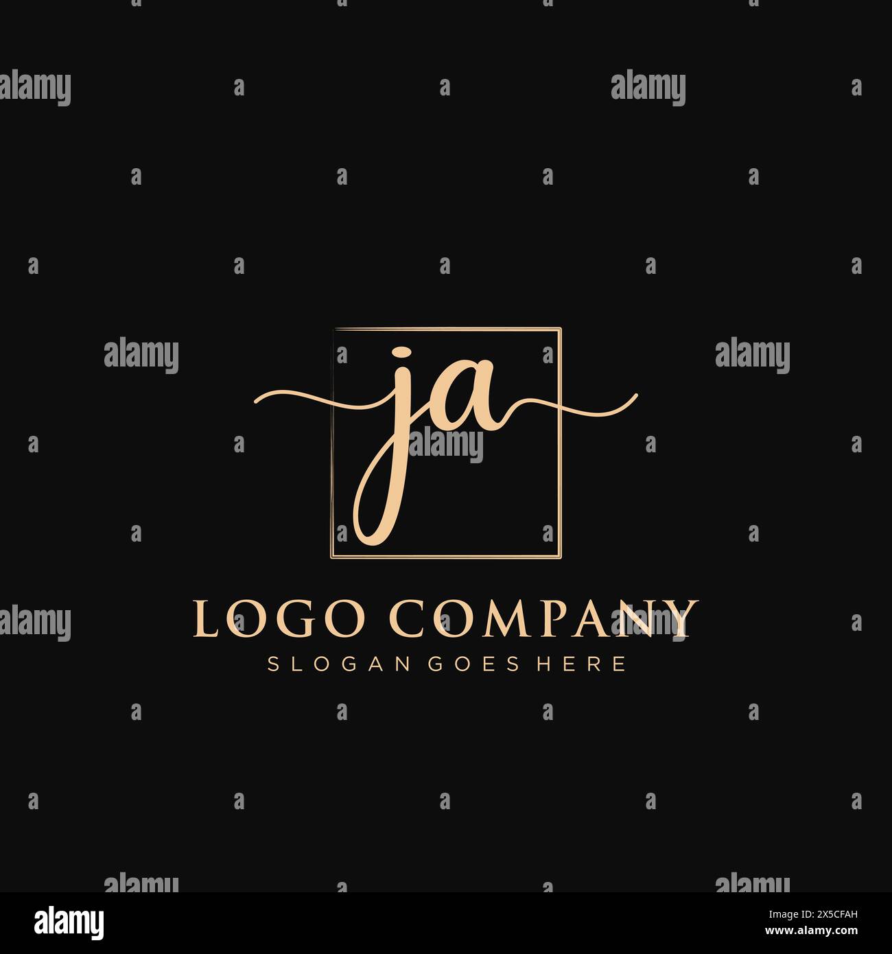 JA Initial handwriting logo with rectangle Stock Vector Image & Art - Alamy