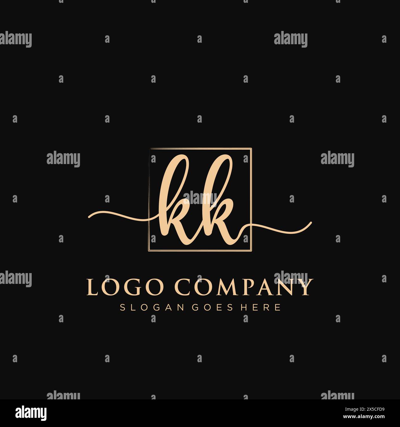 KK Initial handwriting logo with rectangle Stock Vector Image & Art - Alamy