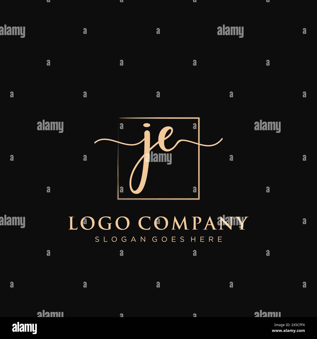 JE Initial handwriting logo with rectangle Stock Vector Image & Art - Alamy
