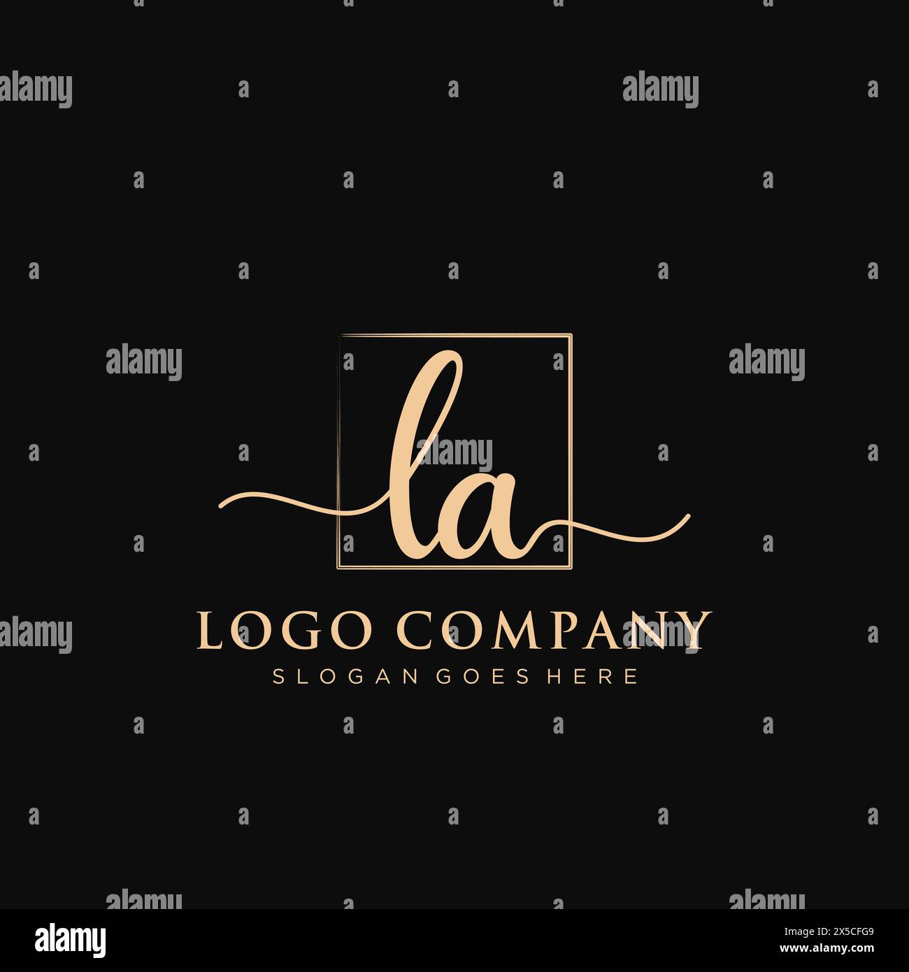 LA Initial handwriting logo with rectangle Stock Vector Image & Art - Alamy