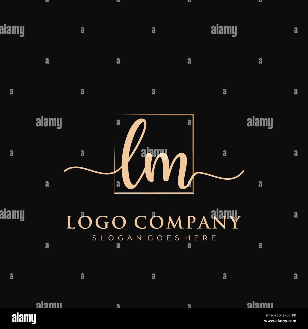 LM Initial handwriting logo with rectangle Stock Vector Image & Art - Alamy