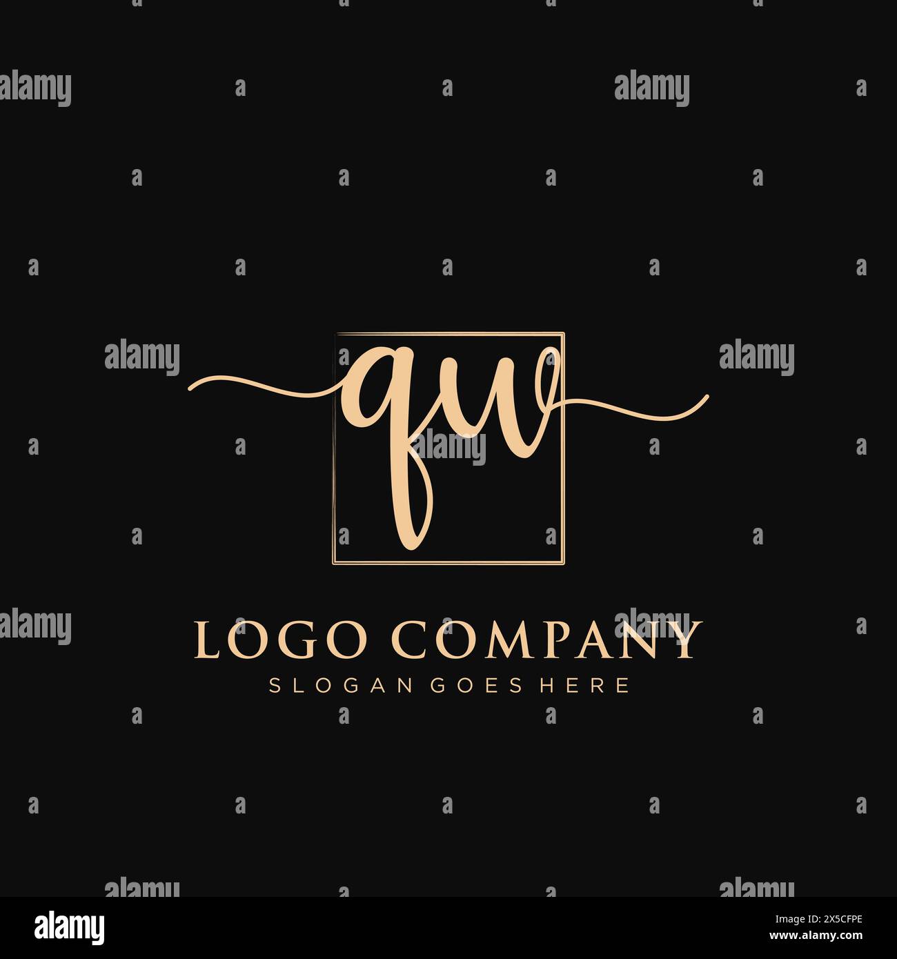 QW Initial handwriting logo with rectangle Stock Vector Image & Art - Alamy
