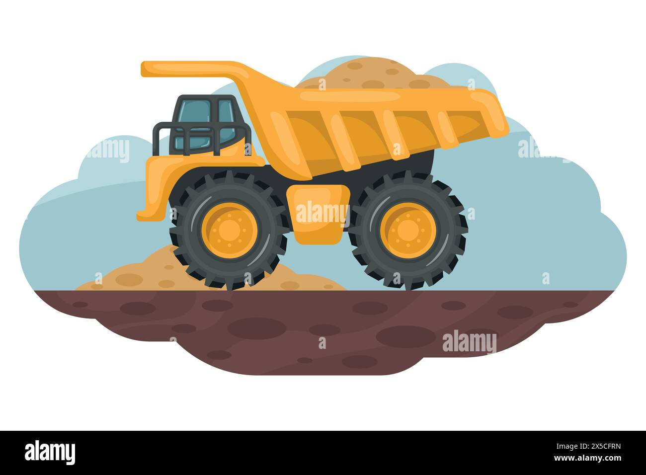 Cartoon of mining truck loading sand. Heavy machinery used in the ...