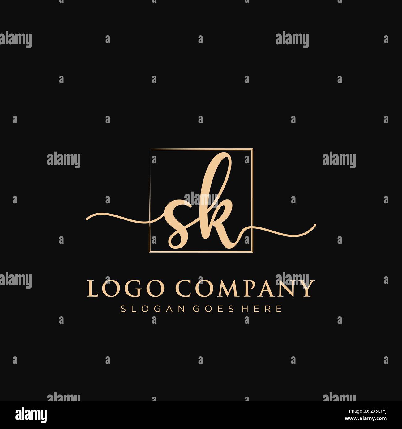 SK Initial handwriting logo with rectangle Stock Vector Image & Art - Alamy