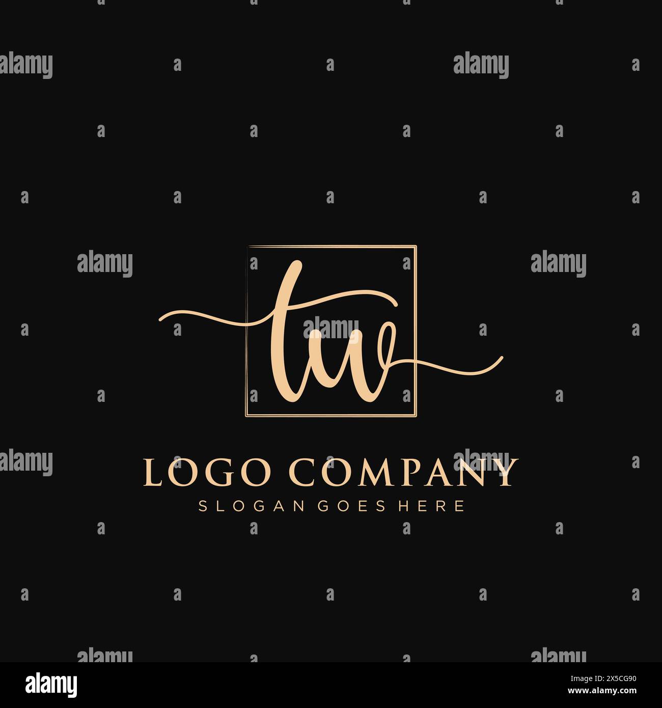 TW Initial handwriting logo with rectangle Stock Vector Image & Art - Alamy