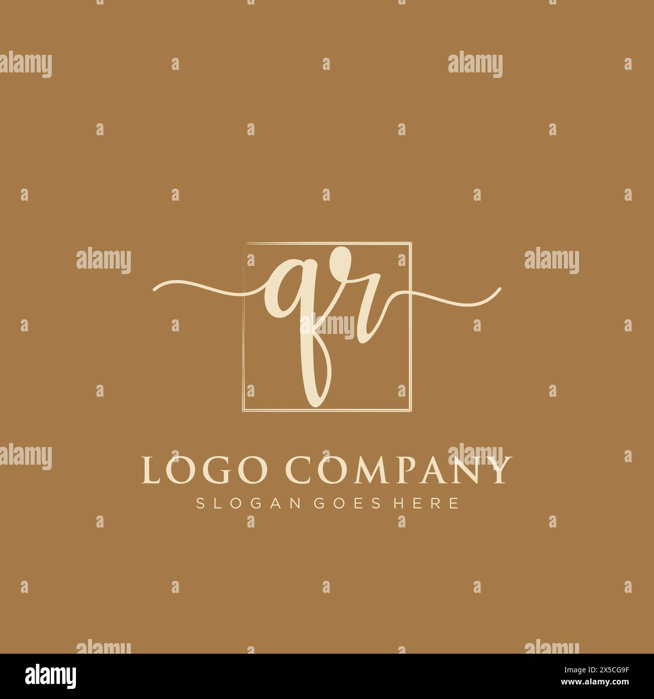 QR Initial handwriting logo with rectangle Stock Vector Image & Art - Alamy