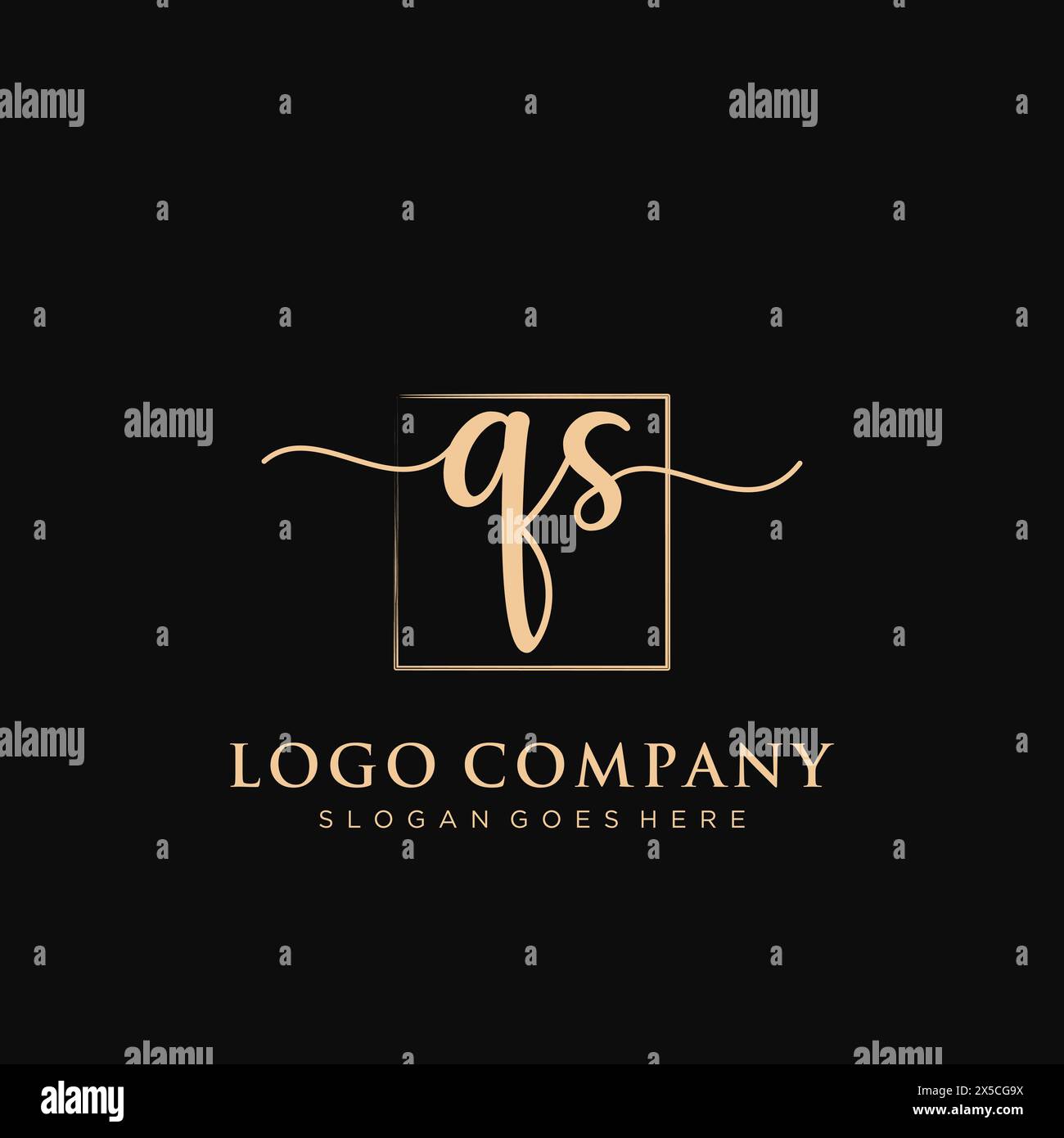 QS Initial handwriting logo with rectangle Stock Vector Image & Art - Alamy