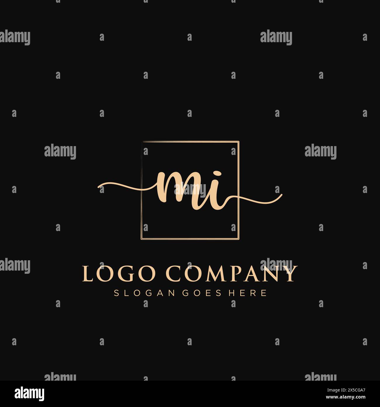 MI Initial handwriting logo with rectangle Stock Vector Image & Art - Alamy