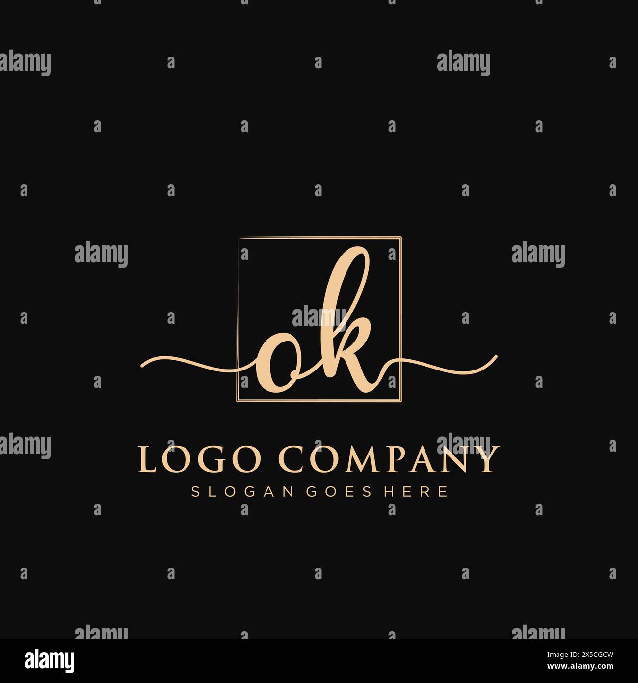 OK Initial handwriting logo with rectangle Stock Vector Image & Art - Alamy