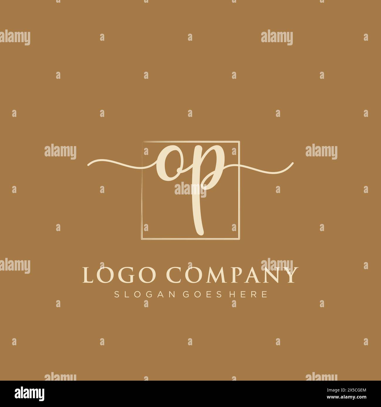 OP Initial handwriting logo with rectangle Stock Vector Image & Art - Alamy