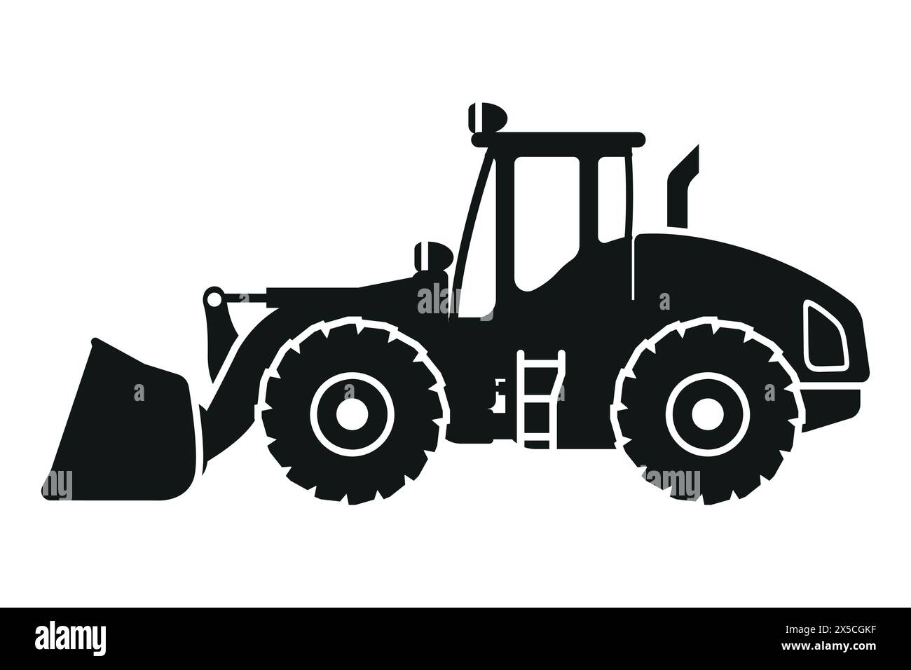 Cartoon front loader silhouettes. Heavy machinery for construction and ...