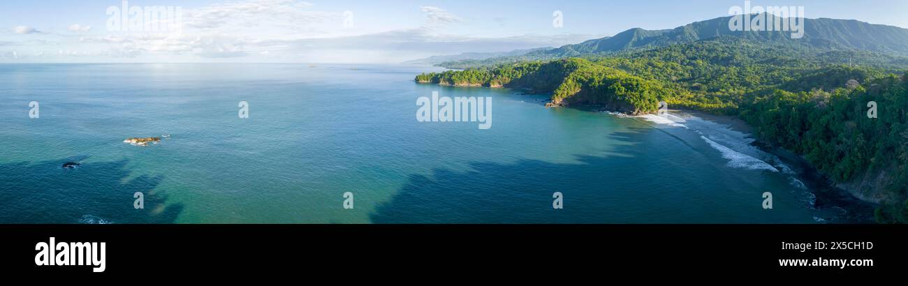 Aerial view, ocean and coast with rainforest, Playa Ventanas ...