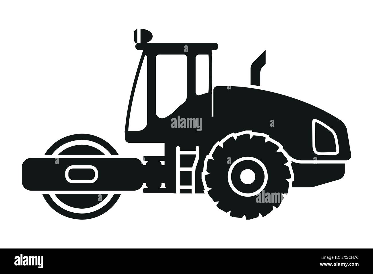 Cartoon soil compactor roller silhouettes. Heavy machinery for ...