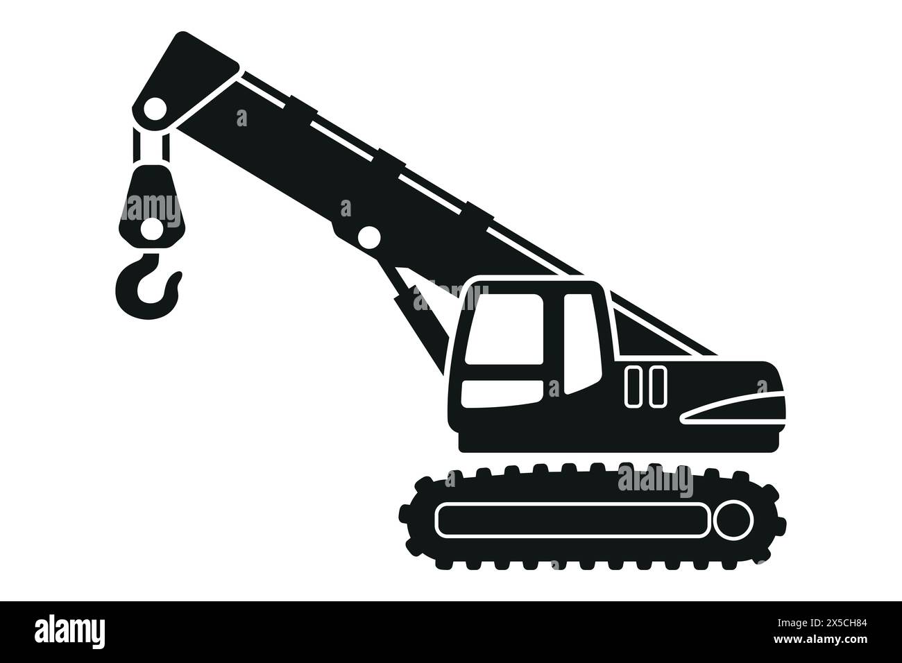 Cartoon telescopic crane silhouettes. Heavy machinery for construction ...