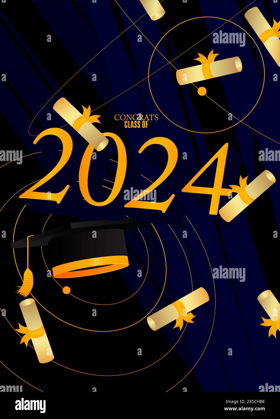 Class of 2024 Graduation design template. Vintage party invitation ...