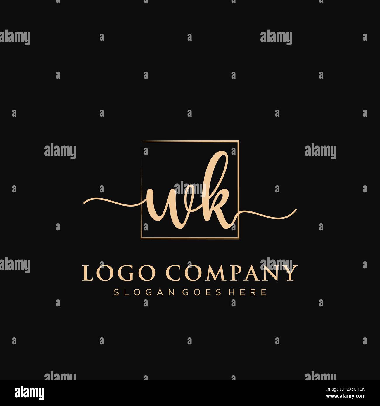 WK Initial handwriting logo with rectangle Stock Vector Image & Art - Alamy