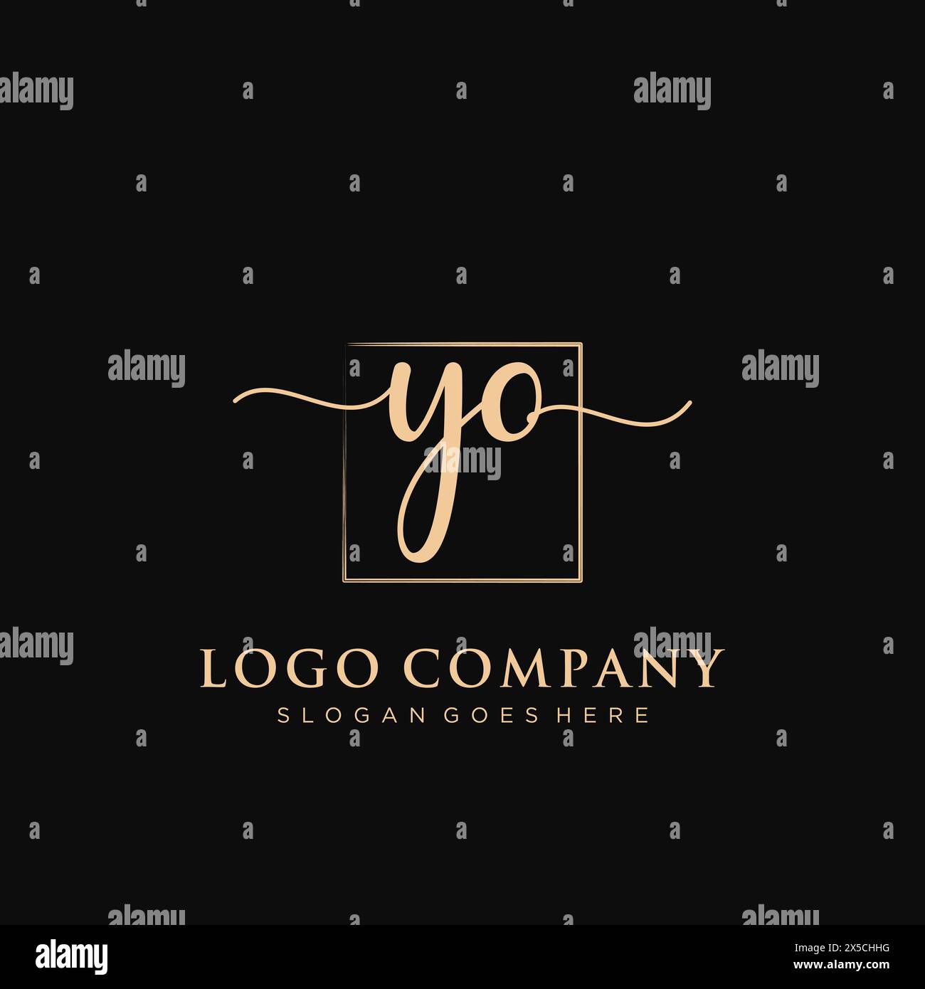YO Initial handwriting logo with rectangle Stock Vector Image & Art - Alamy