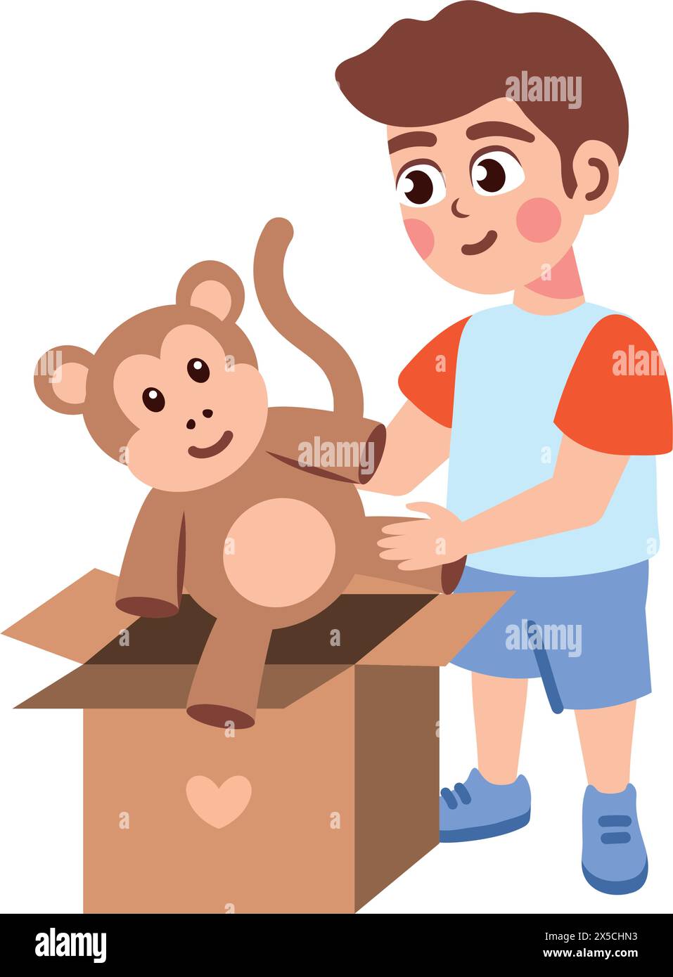 cute boy and toy donation Stock Vector Image & Art - Alamy