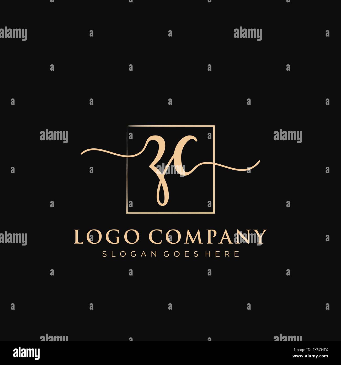 ZC Initial handwriting logo with rectangle Stock Vector Image & Art - Alamy