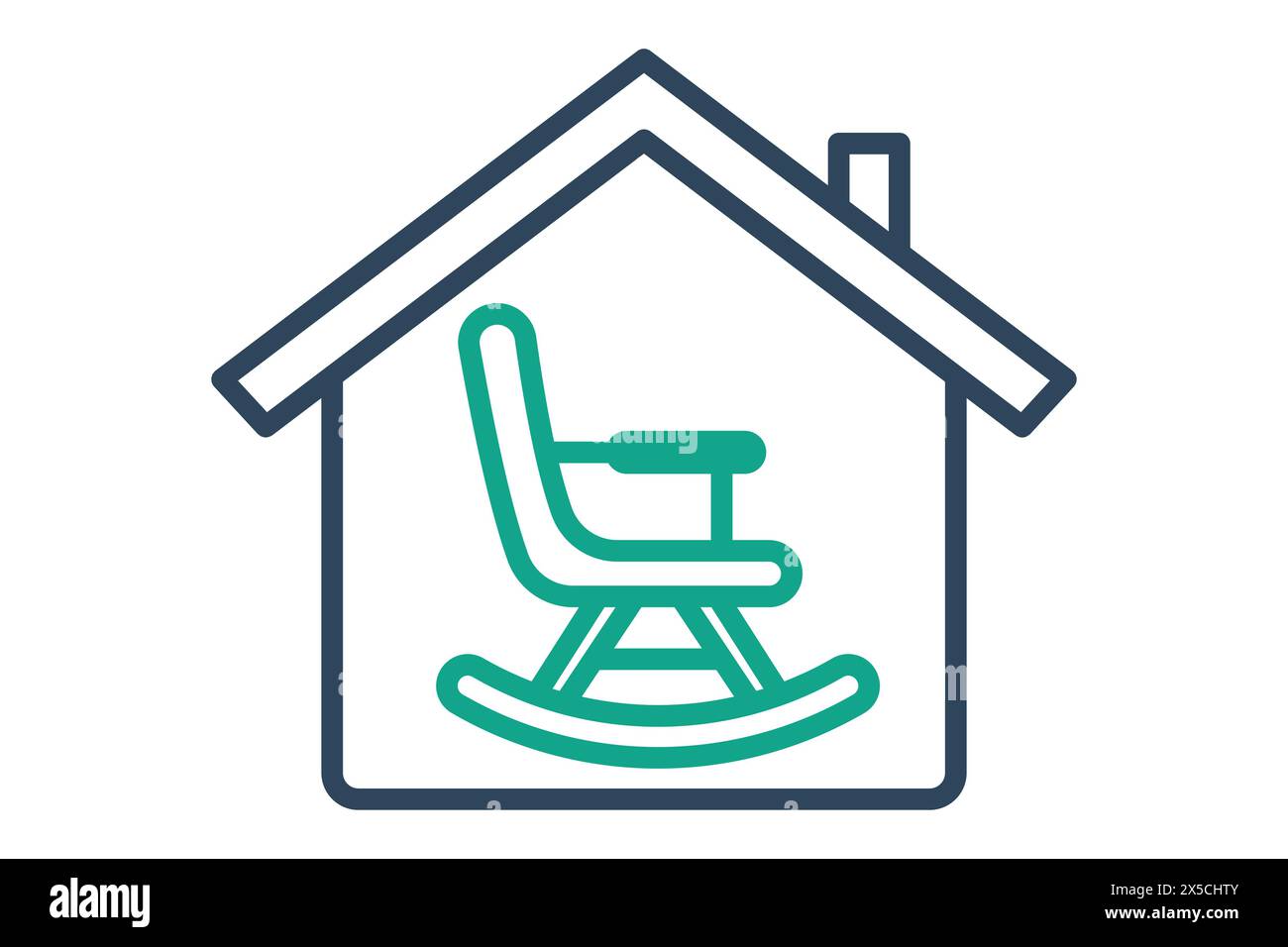 retirement icon. house with rocking chair. icon related to elderly ...