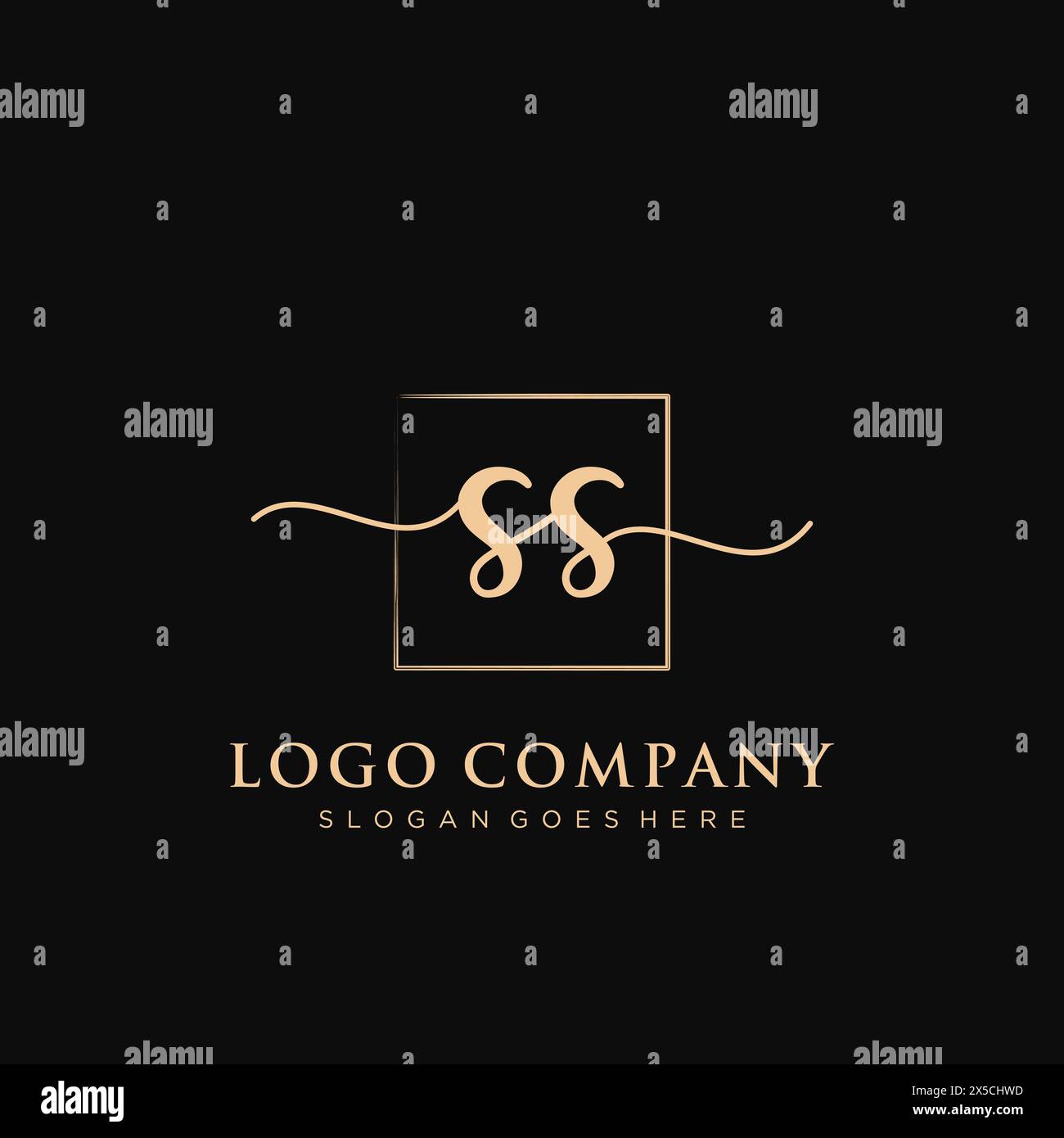 SS Initial handwriting logo with rectangle Stock Vector Image & Art - Alamy