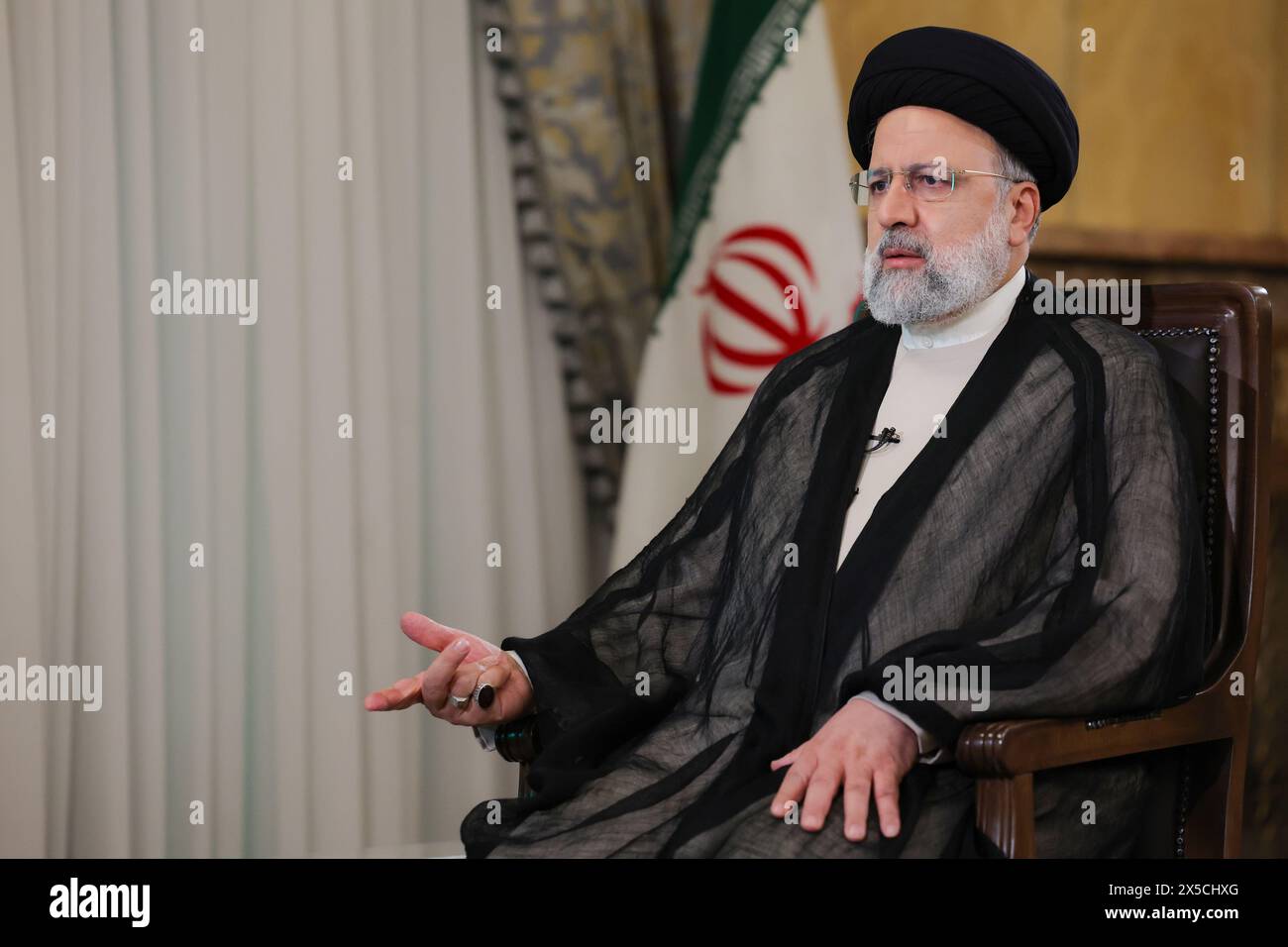 Tehran, Iran. 8th May, 2024. Iranian president EBRAHIM RAISI speaks ...