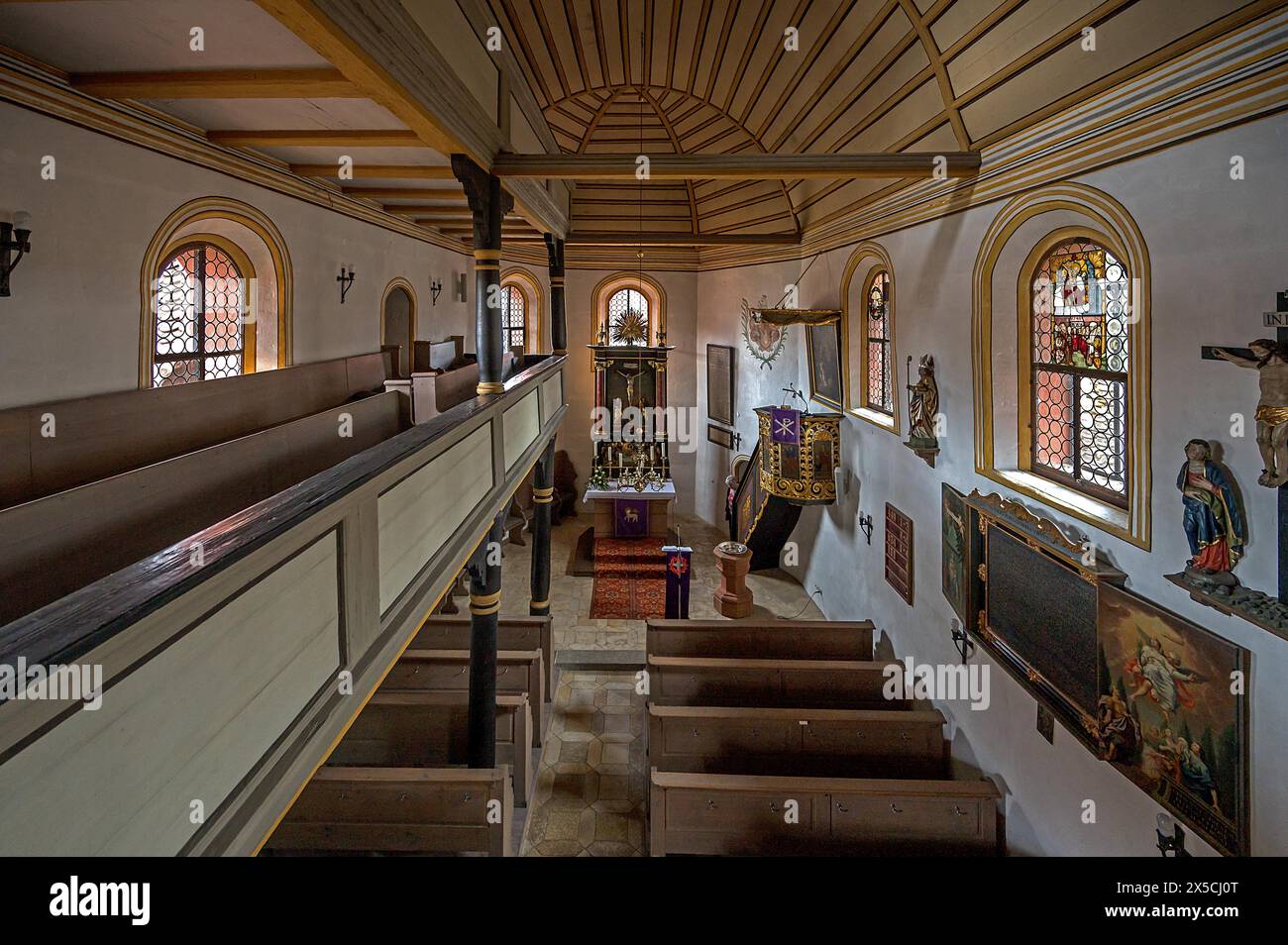 Interior of the baroque church of St Vitus, built in 1464, Altenthann ...