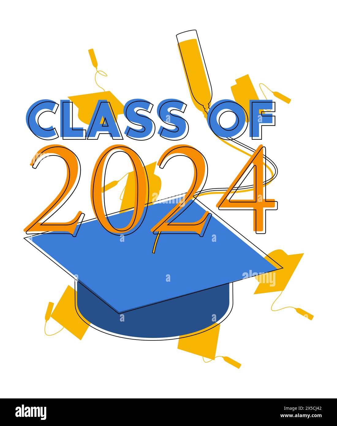 Class of 2024 Graduation design template. Vintage party invitation ...