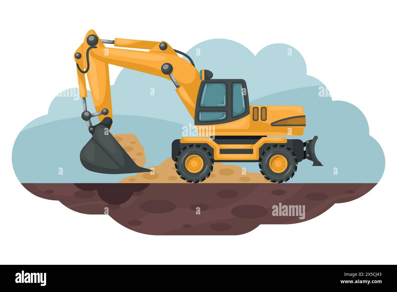 Excavator dig asphalt Stock Vector Images - Alamy