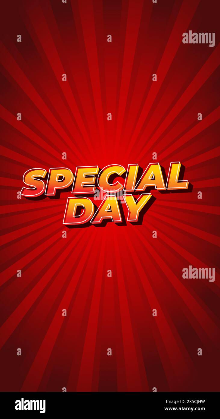 Special day. Text effect design in 3D style. portrait orientation Stock ...