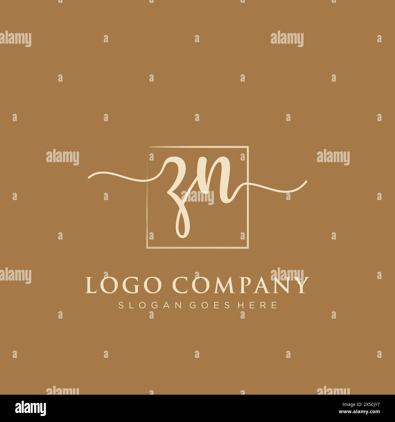 ZN Initial handwriting logo with rectangle Stock Vector Image & Art - Alamy