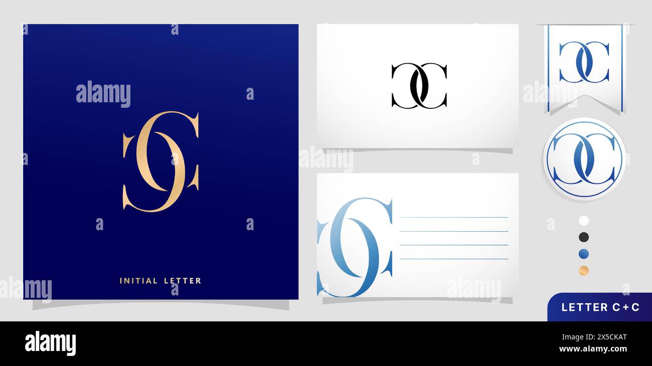 a set of business cards with the letter CC Luxury Initial Letters C and ...