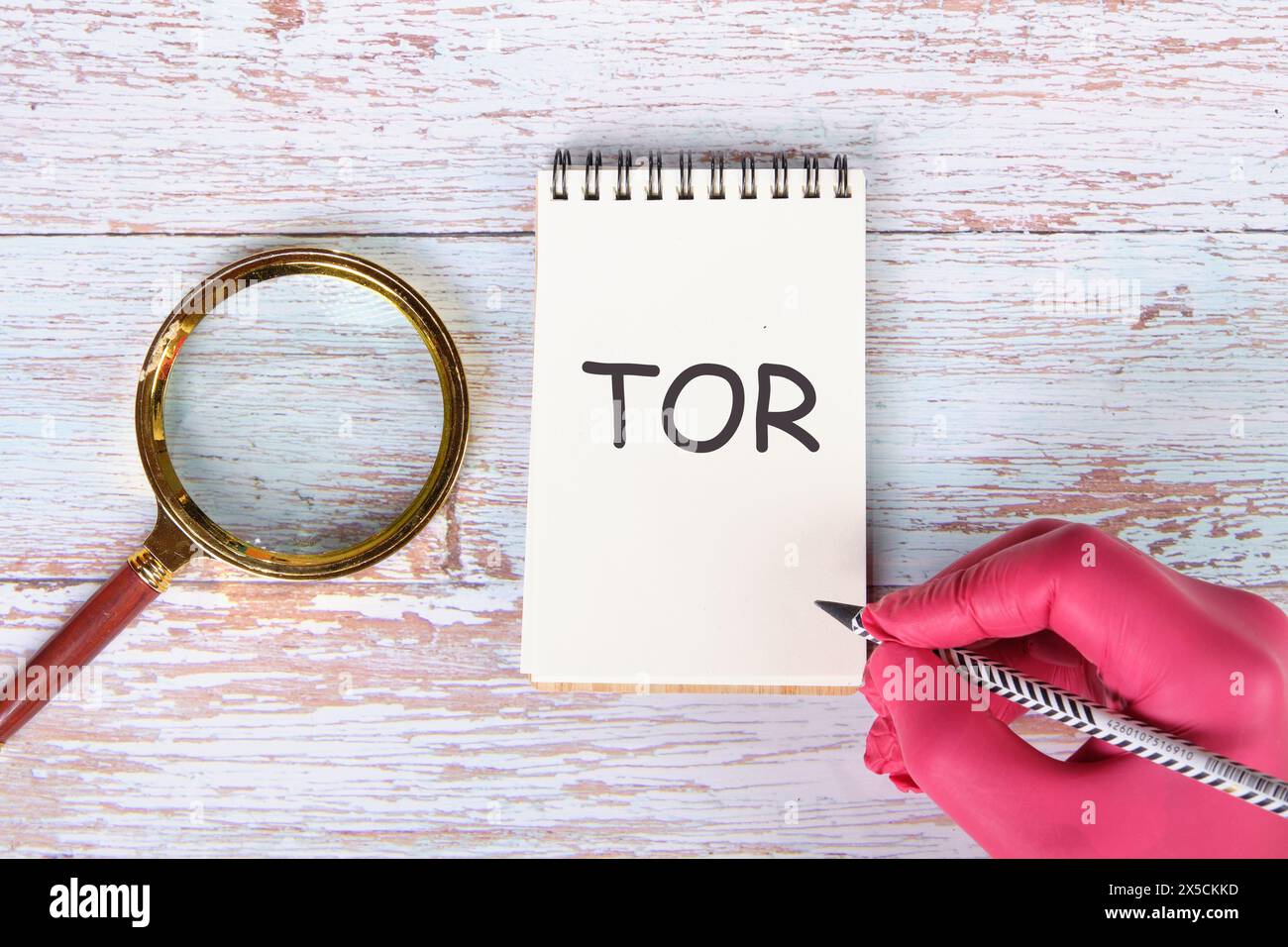 TOR Terms Of Reference handwritten inscription in a notebook Stock ...