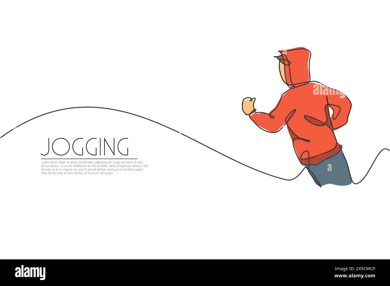 One single line drawing of young energetic man runner run relax at ...