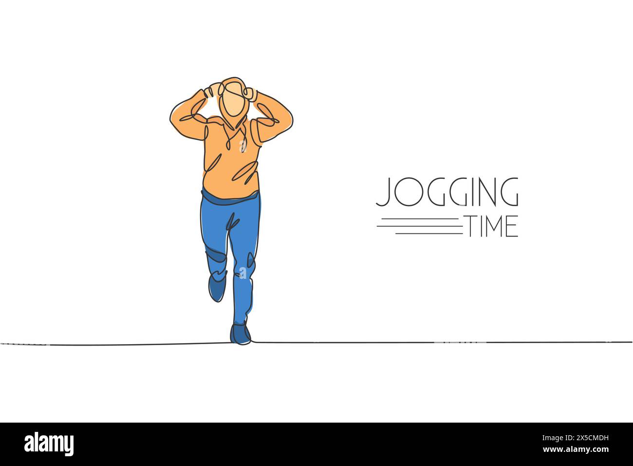 One single line drawing young energetic man runner focus run relax in ...