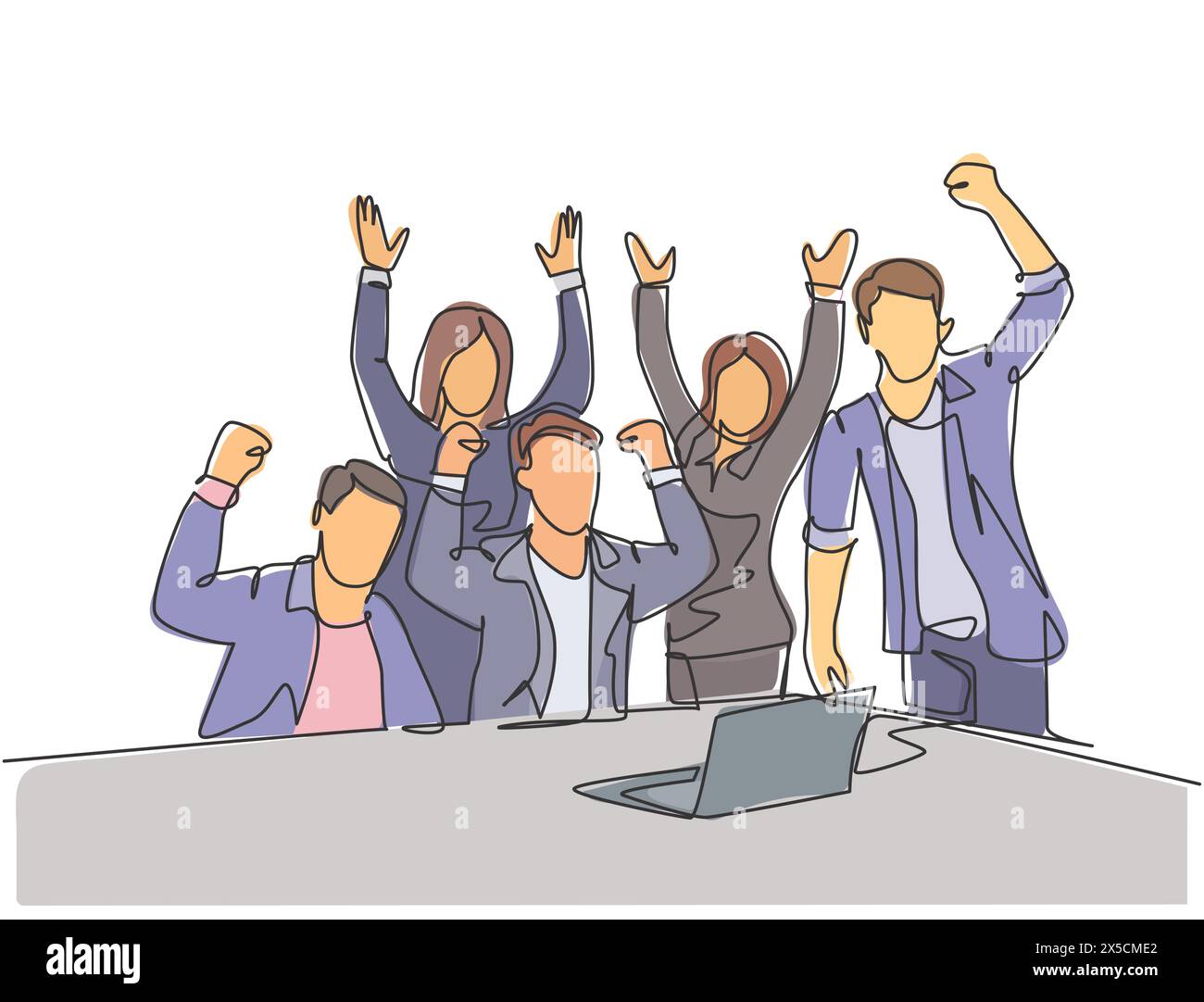 Woman work happy celebrating Stock Vector Images - Alamy