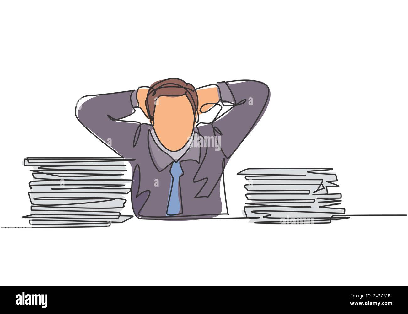 Single continuous line drawing of young frustrated businessman got ...