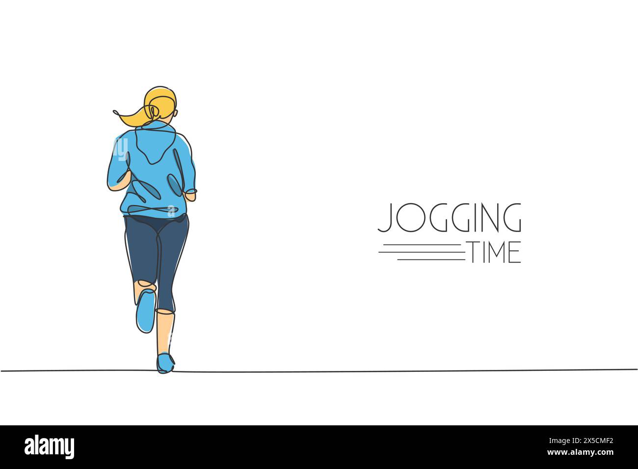 One continuous line drawing of young sporty woman runner run relax ...