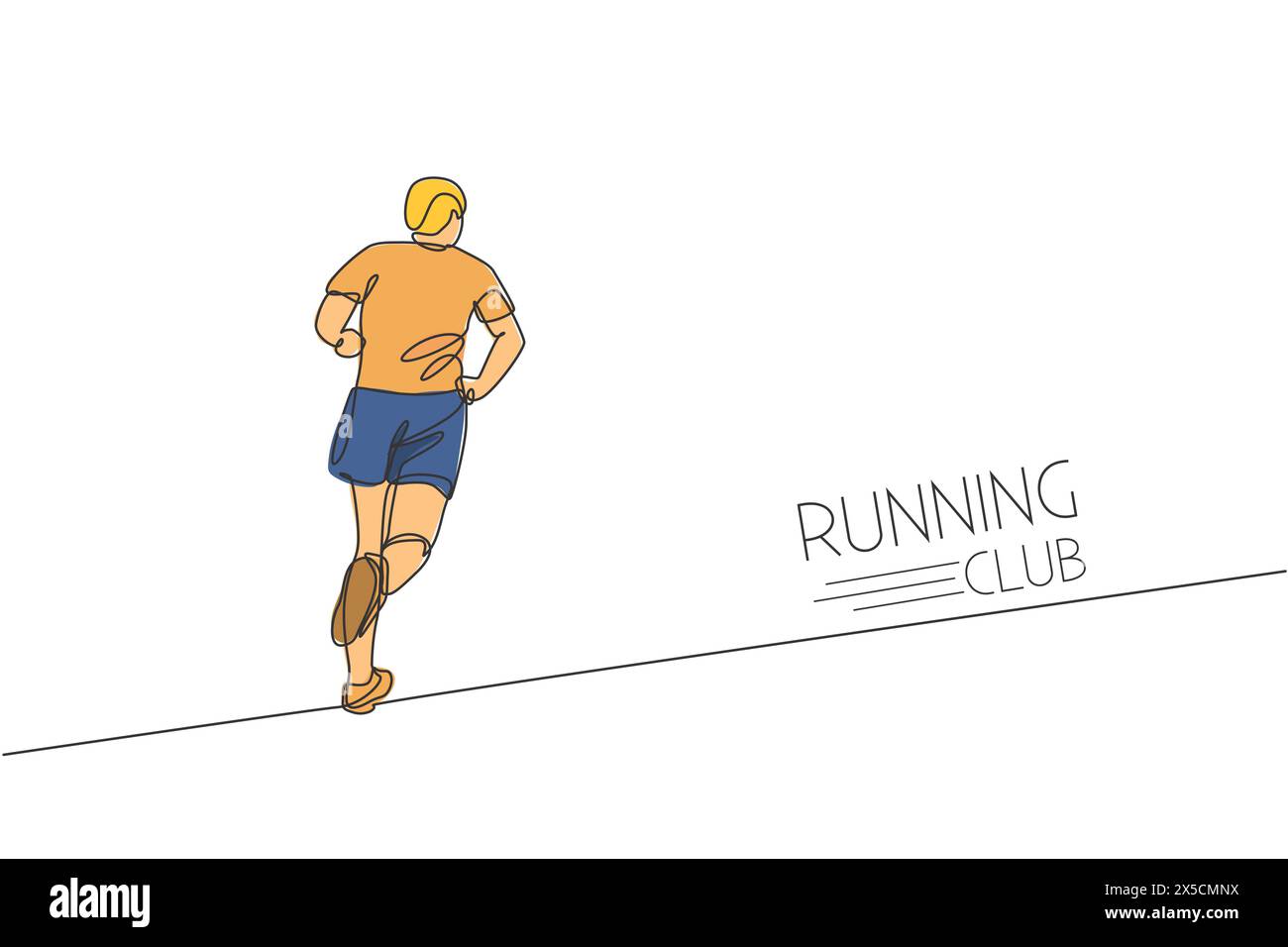 Single continuous line drawing of young agile man runner run relax on ...