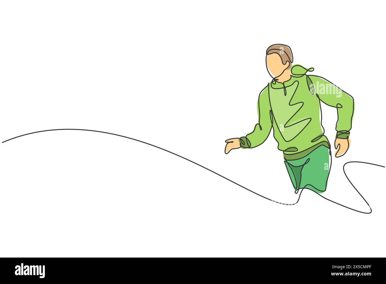One single line drawing of young happy runner man exercise to improve ...