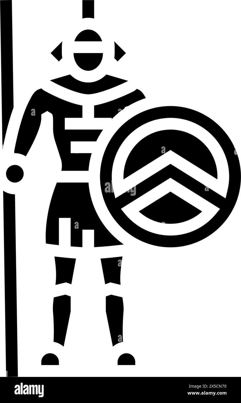 warrior soldier roman greek glyph icon vector illustration Stock Vector ...