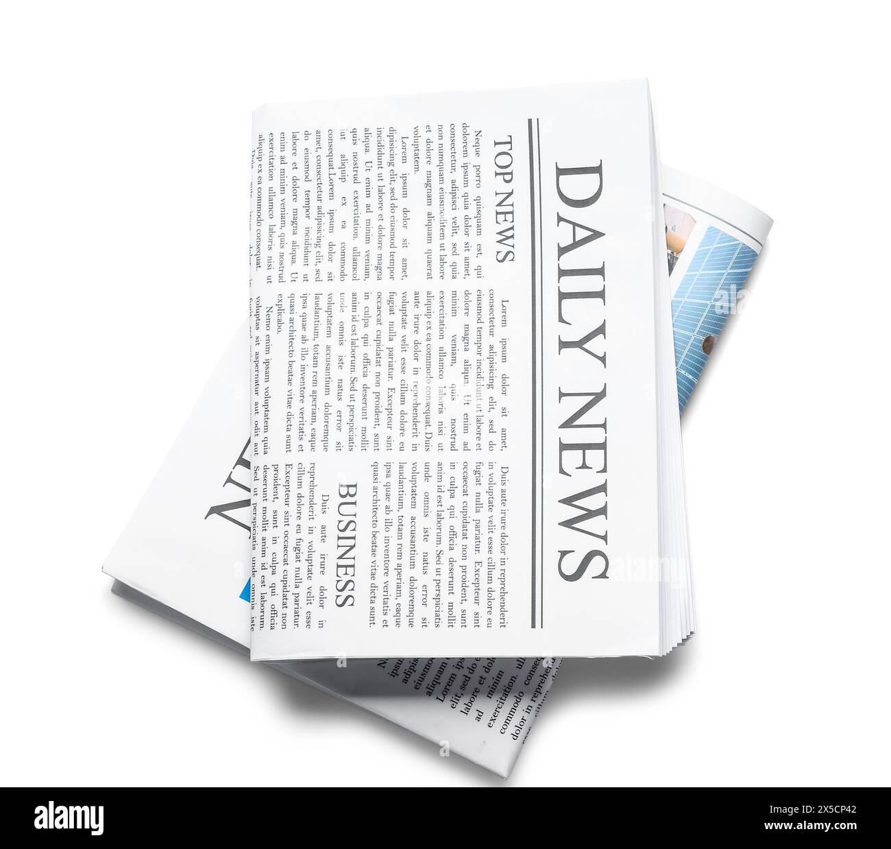 Different newspapers on white background Stock Photo - Alamy