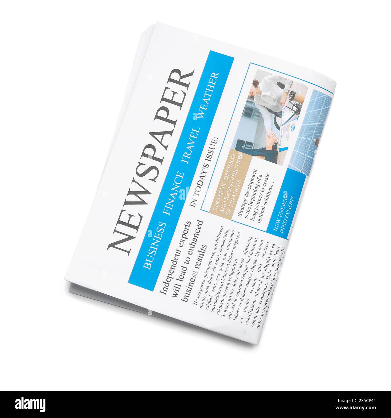 Modern newspaper on white background Stock Photo - Alamy