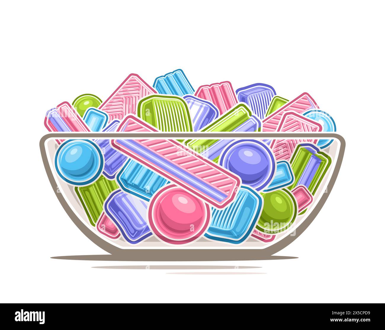 Vector Bubble Gum Bowl, decorative horizontal poster with isolated ...
