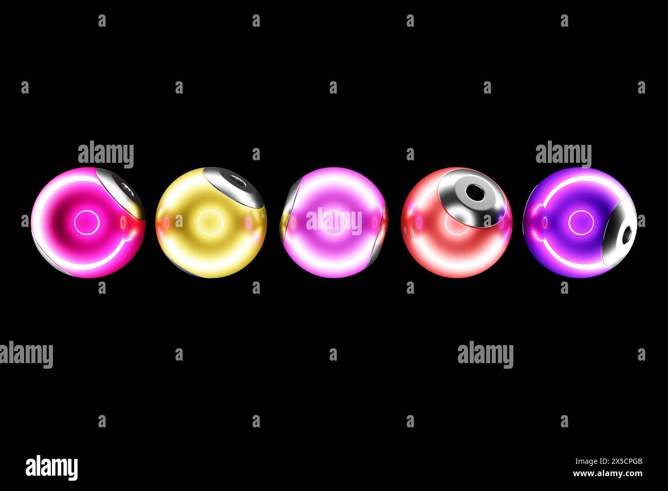 3d illustration of a colorful spheres on a black background. Digital ...