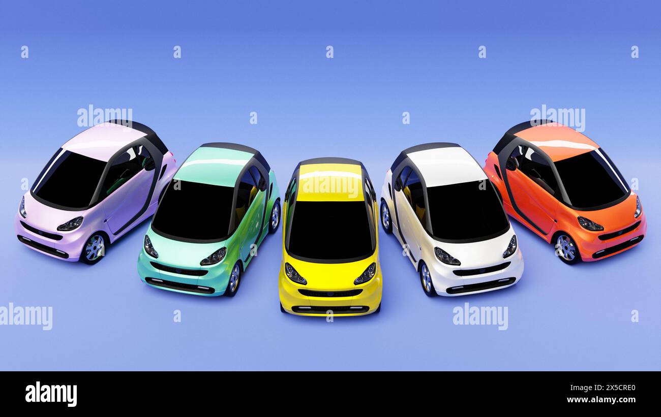 3d illustration colorful models of children's cars Stock Photo - Alamy