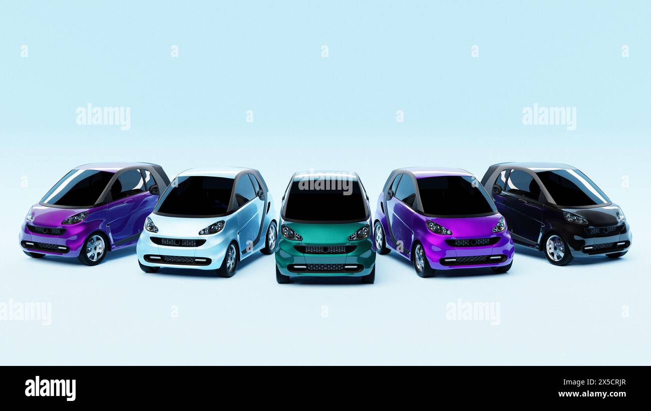 Colorful cars retro vintage model 3d illustration, cute car in cartoon ...