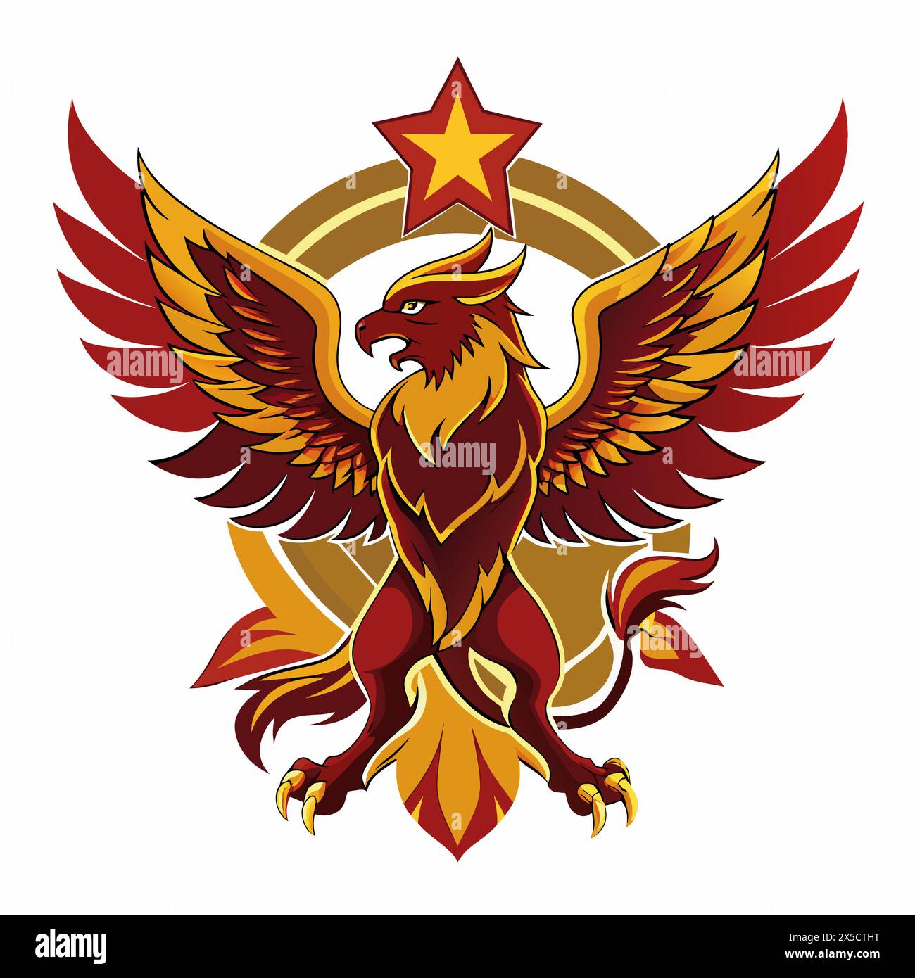 a mythological abstract griffin logo with star Stock Vector Image & Art ...
