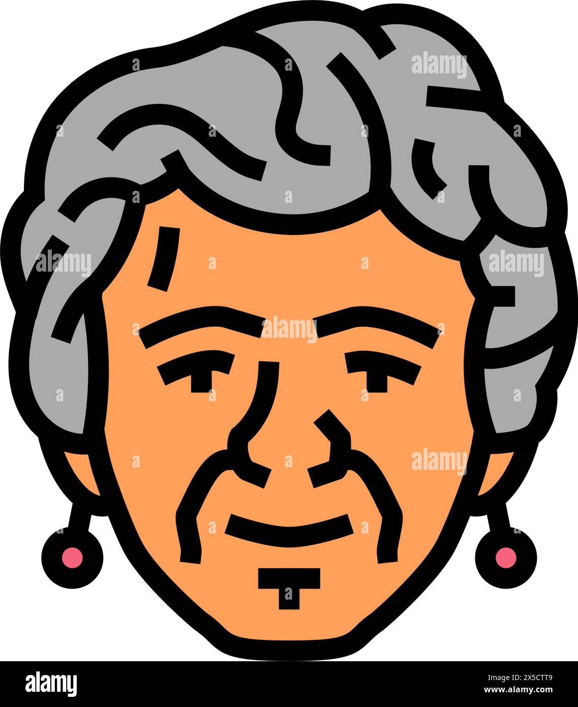 adult old woman avatar color icon vector illustration Stock Vector ...