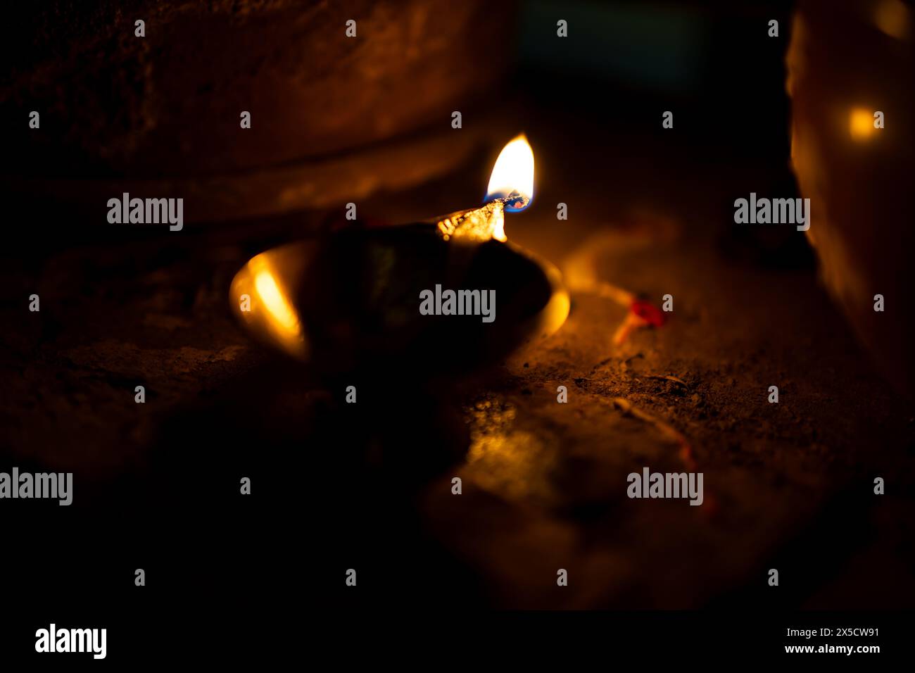 holy copper oil lamp burning at home offerings for almighty god at ...